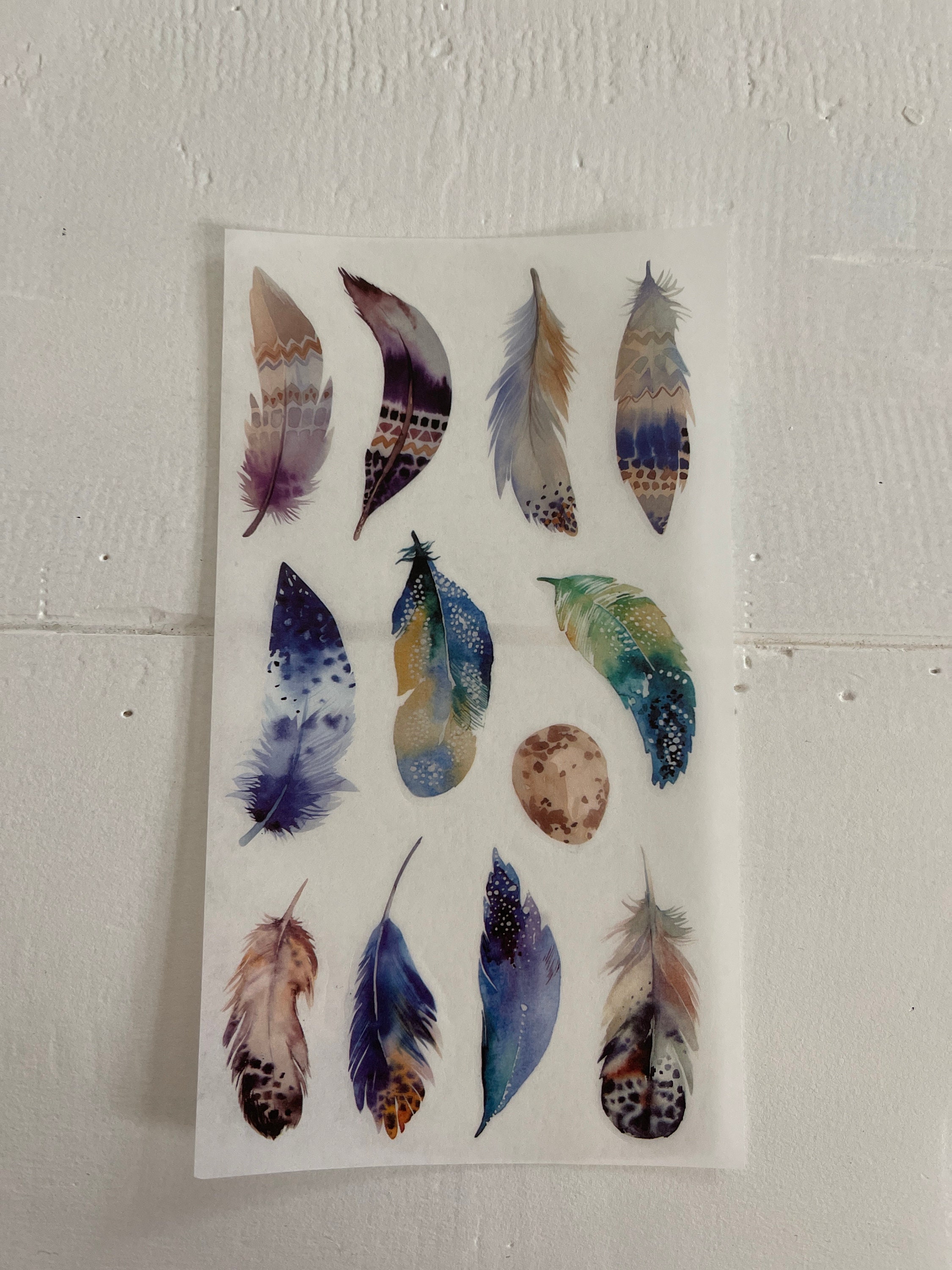 50 Feather Stickers Washi Tape Like Material Slightly - Etsy