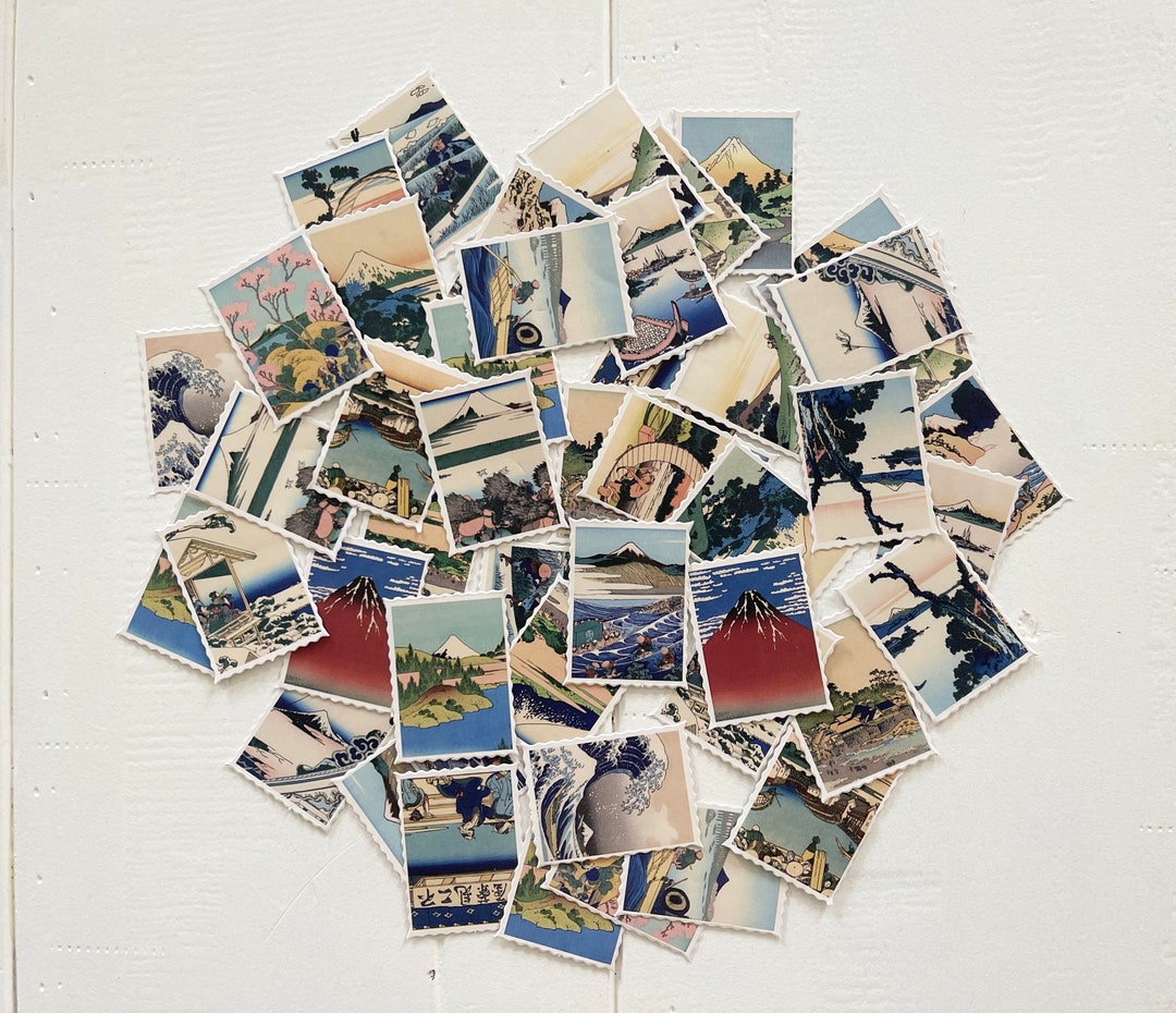40 Vintage Japanese Inspired Stamp Stickers - Mt Fuji Stamp Stickers ...
