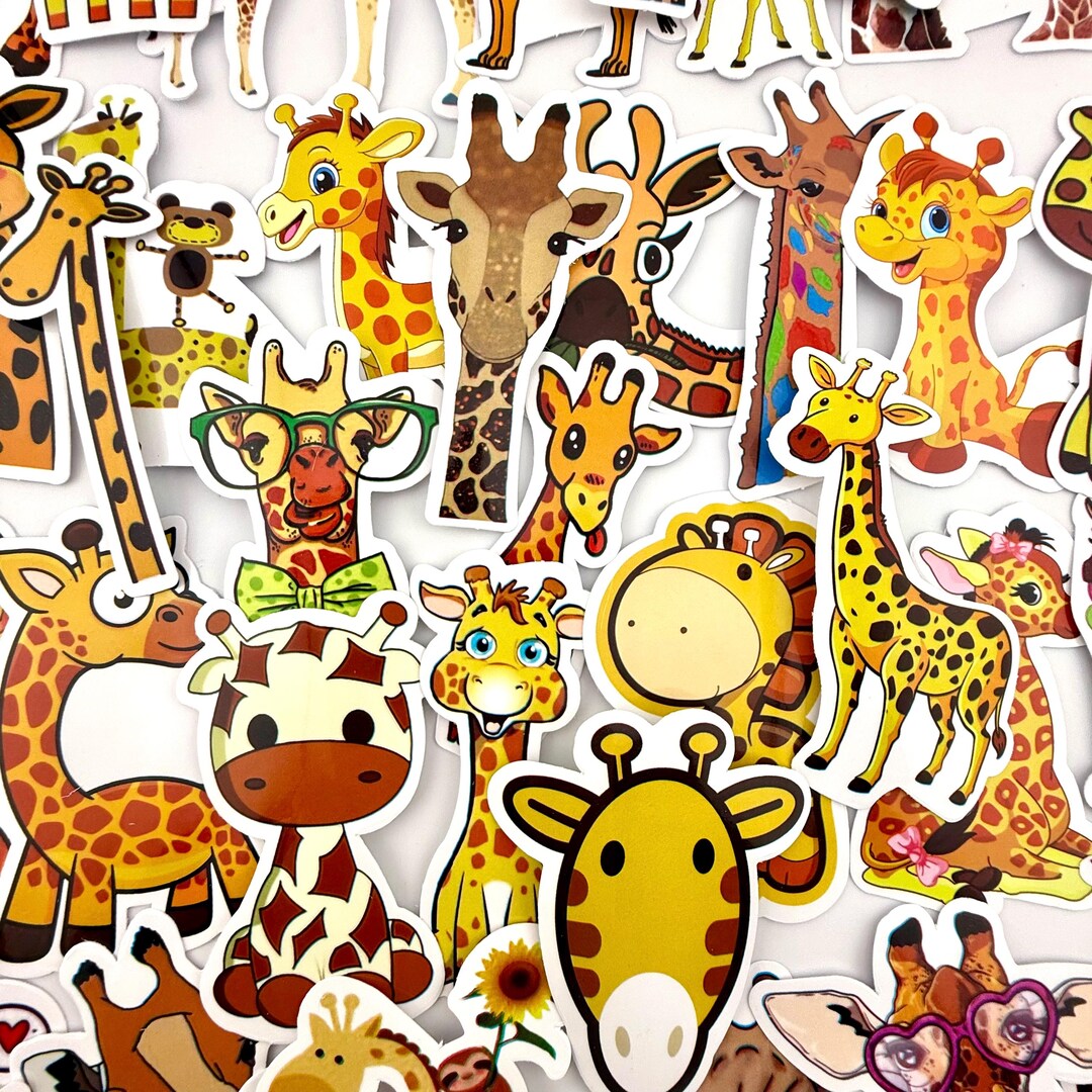 40 Cartoon Giraffe Stickers - Adorable Silly Giraffes All Kinds - BIG ...