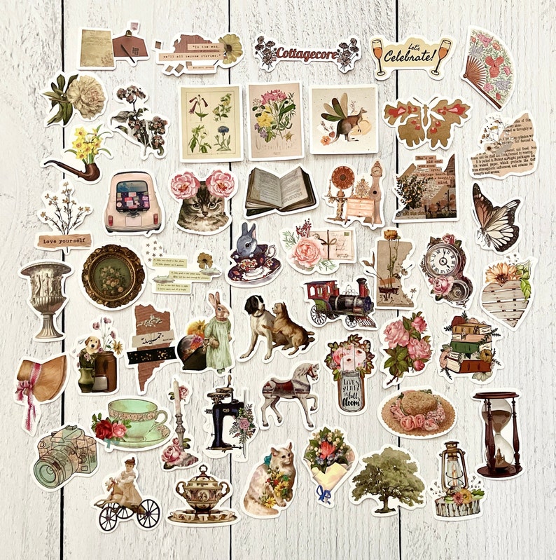 Classic Vintage Art Stickers - Retro English Cottagecore Style - for ...