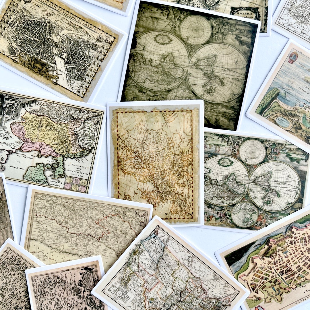 50 Vintage Historical Map Stickers - Dull Matte Finish Great Vintage ...