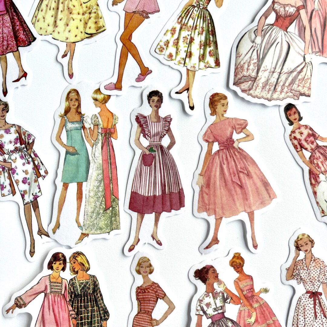 40 Retro Fashion Women Stickers - Vintage Lady Stickers - 4 COLORS You ...