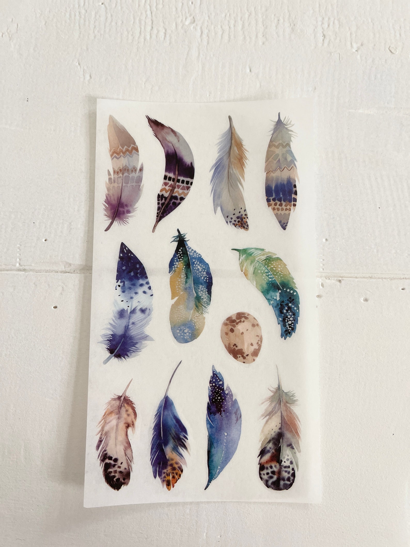 50 Feather Stickers Washi Tape Like Material Slightly - Etsy
