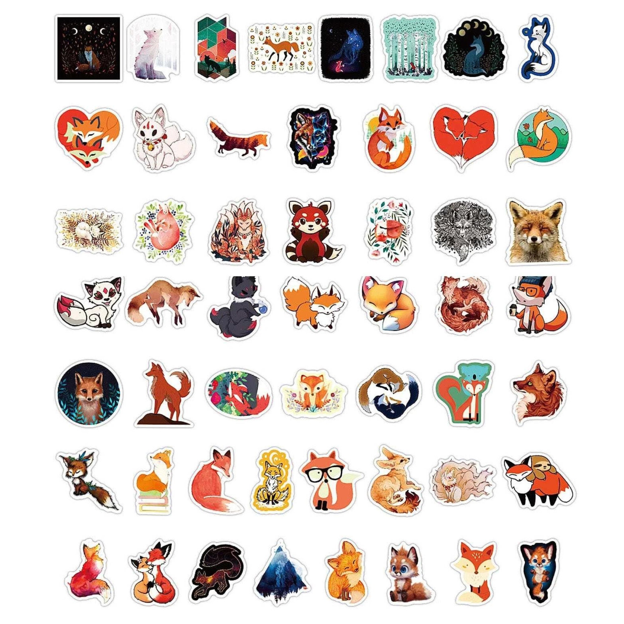40 Cartoon Fox Stickers Adorable Fox Wilderness Stickers - Etsy