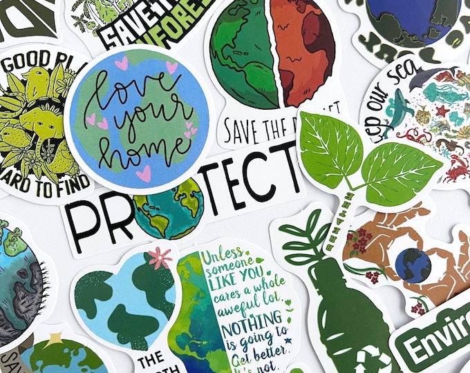 50 Save the Earth Stickers Save the Planet Stickers Protect Environment ...