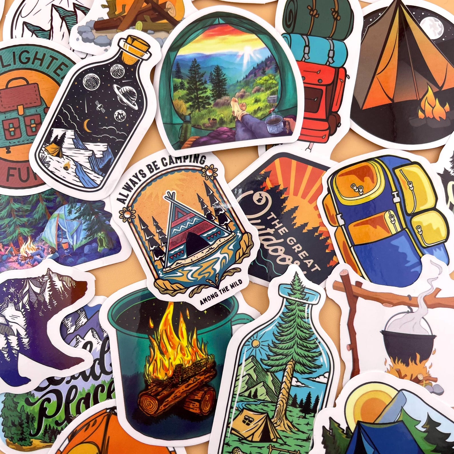50 Vinyl Outdoor Camping Stickers - Travel in Wilderness Stickers ...