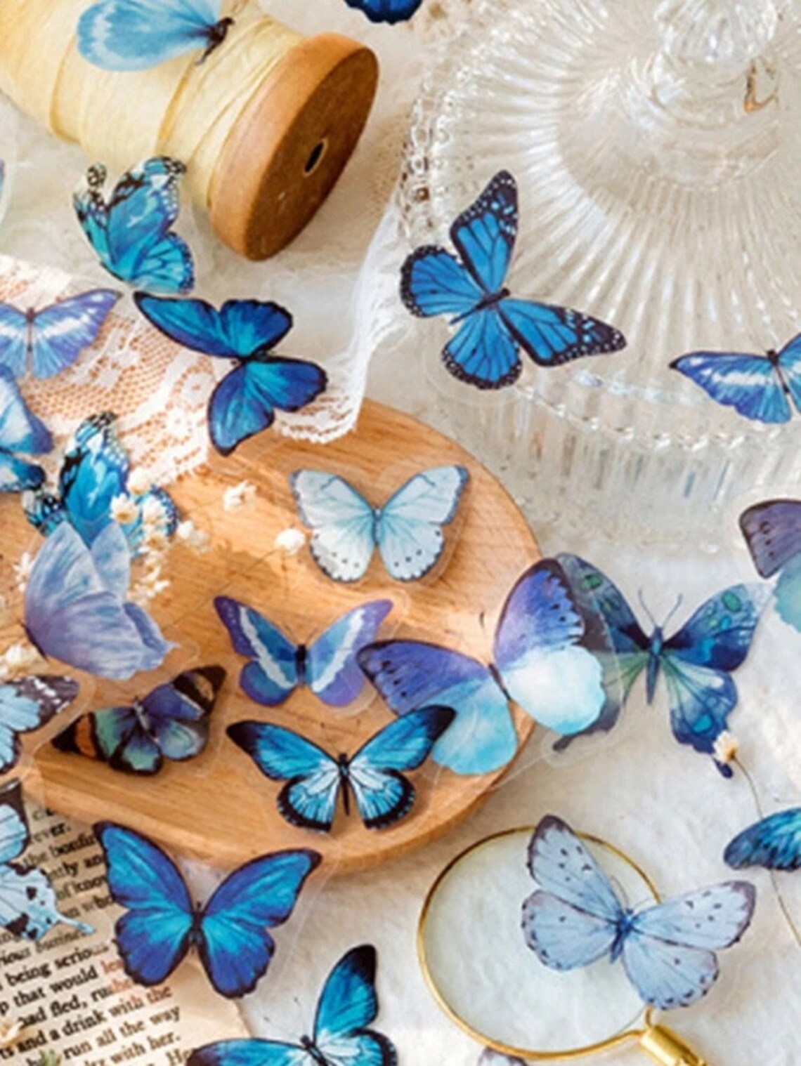 40 Clear Blue Translucent Butterfly Stickers Clear Blue - Etsy