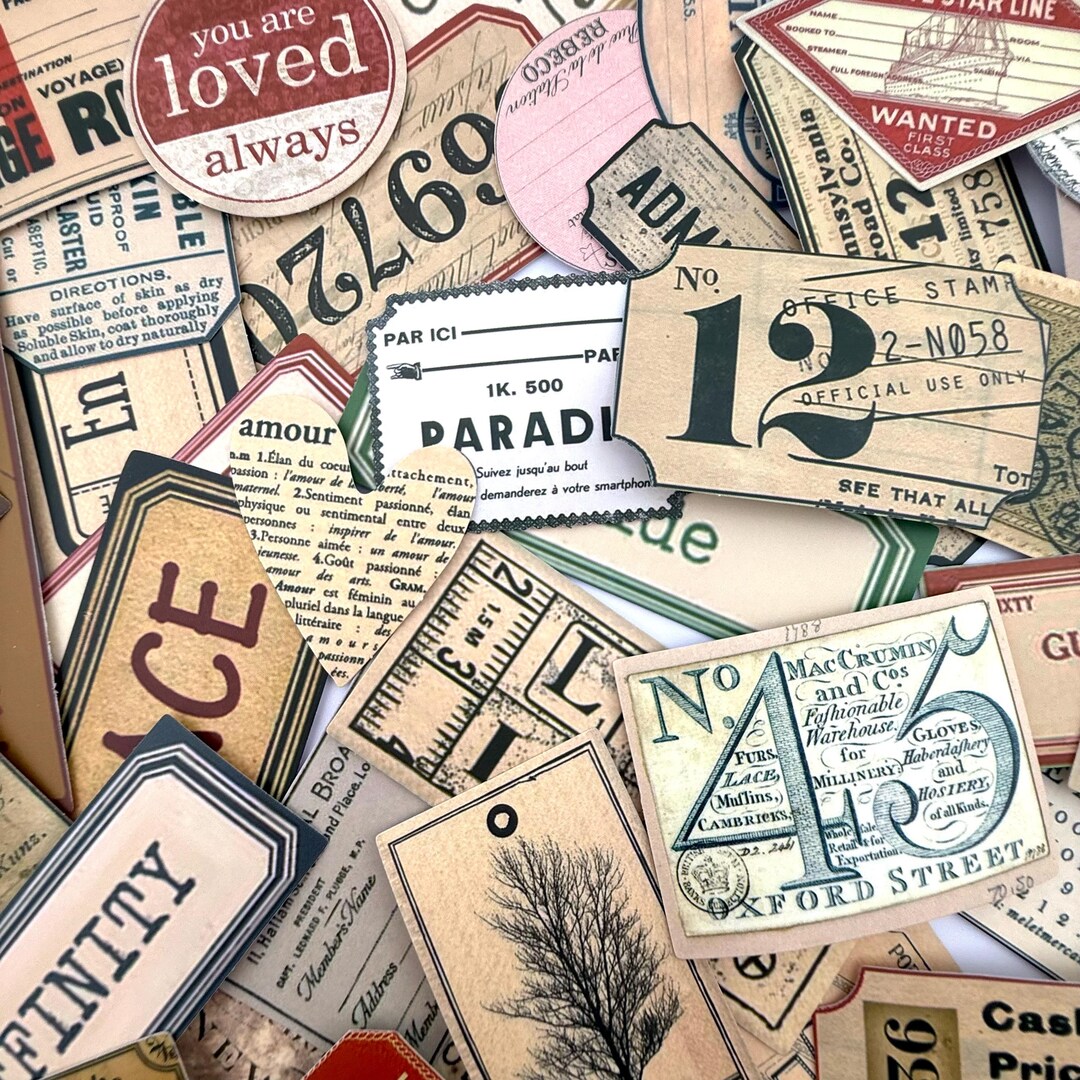 60pcs Vintage Travel Labels and Ticket Stickers - Advertising Theme for ...