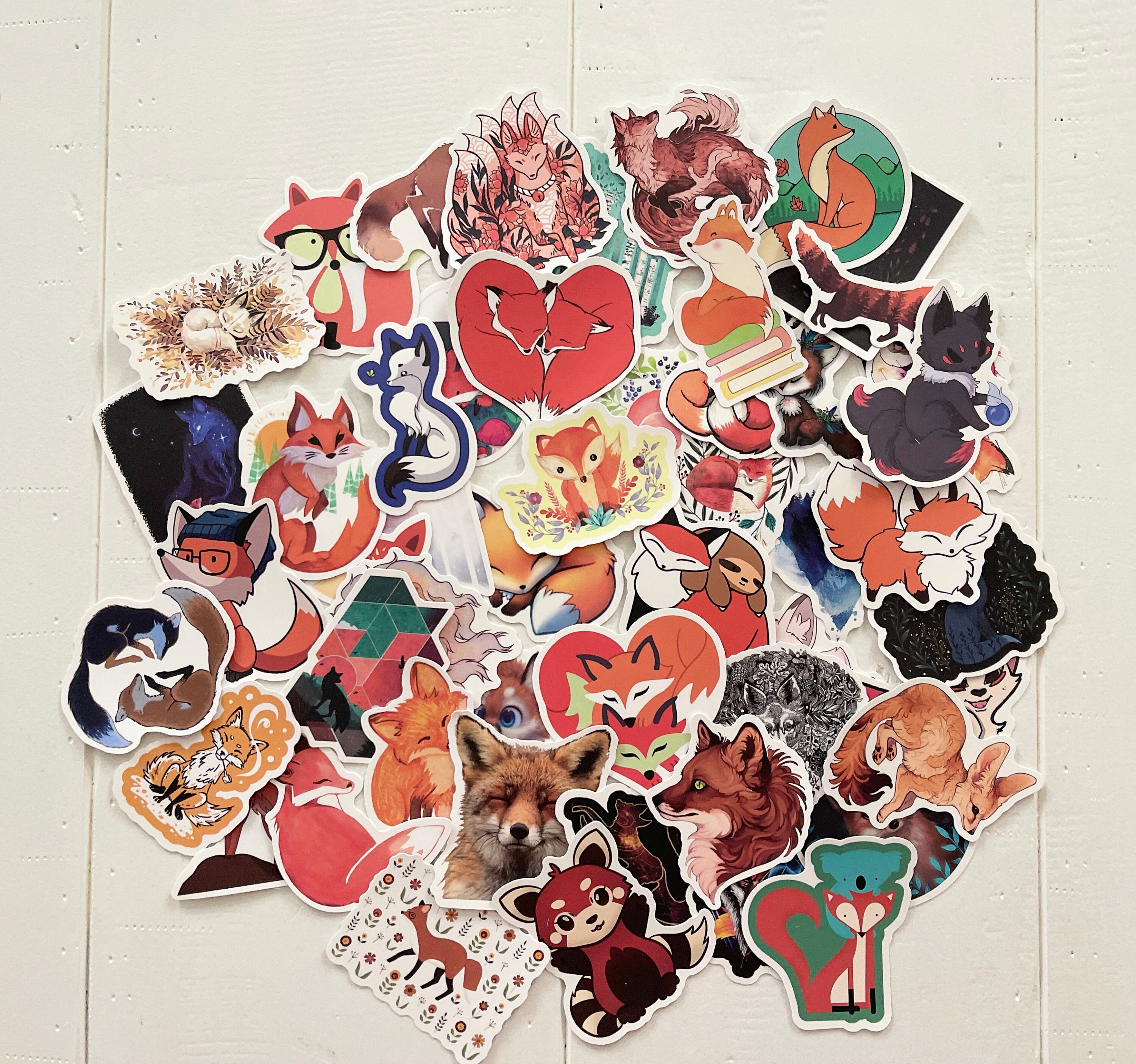 40 Cartoon Fox Stickers Adorable Fox Wilderness Stickers - Etsy
