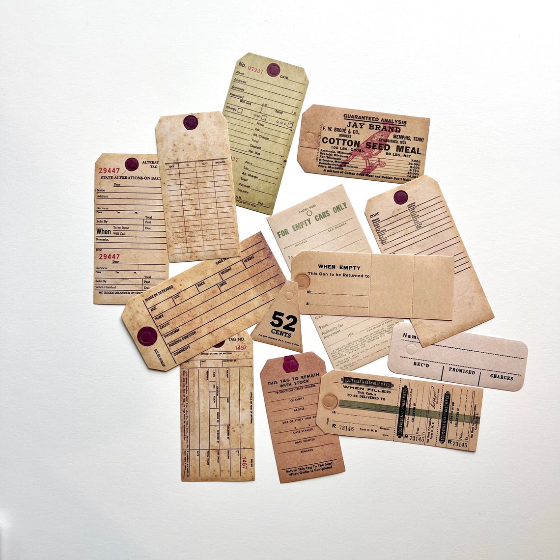 12 Vintage Old Tag Stickers - Writing Paper Tag Stickers - Great SIZES ...