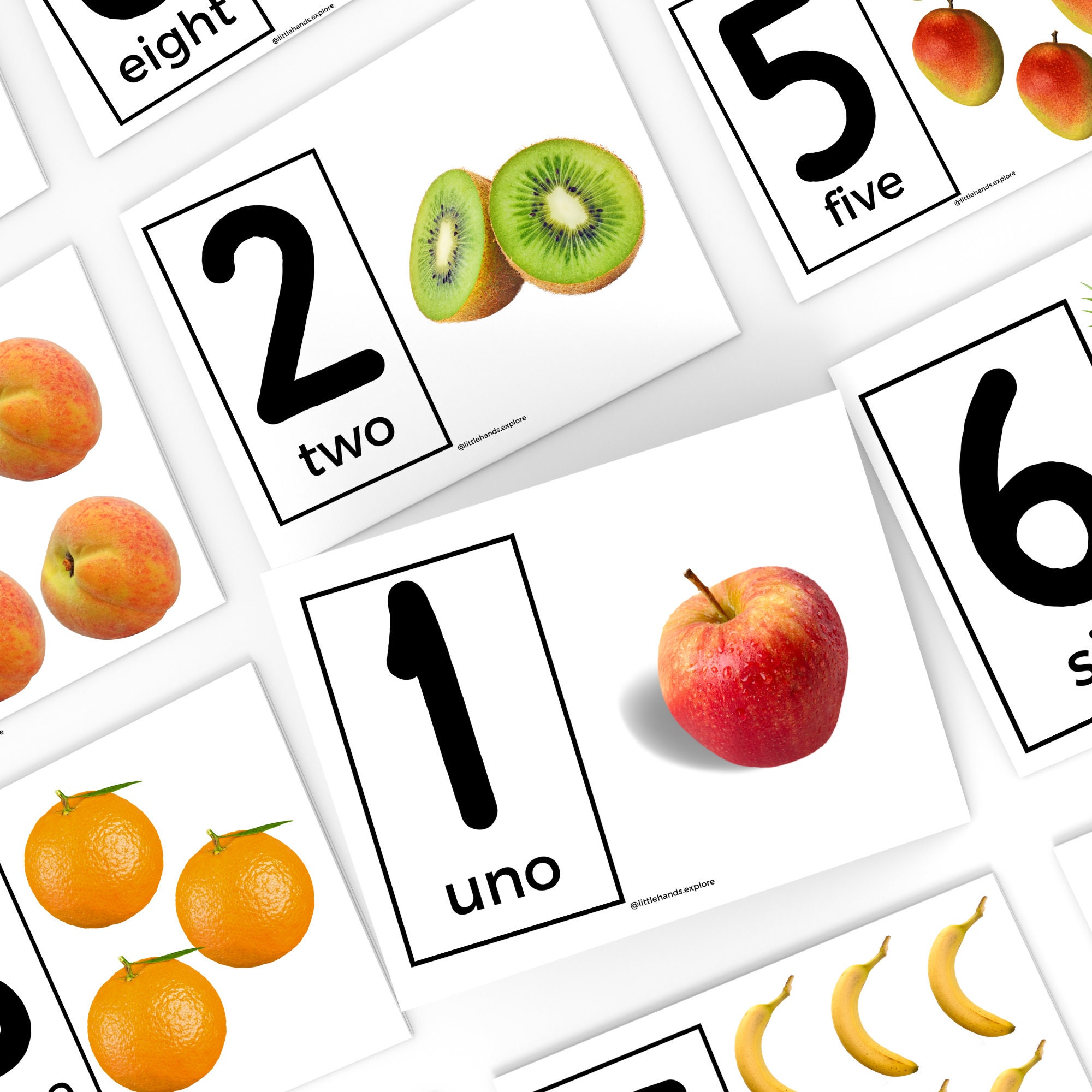 Fruits Flash Cards, Counting Fruits Flash Cards - Etsy