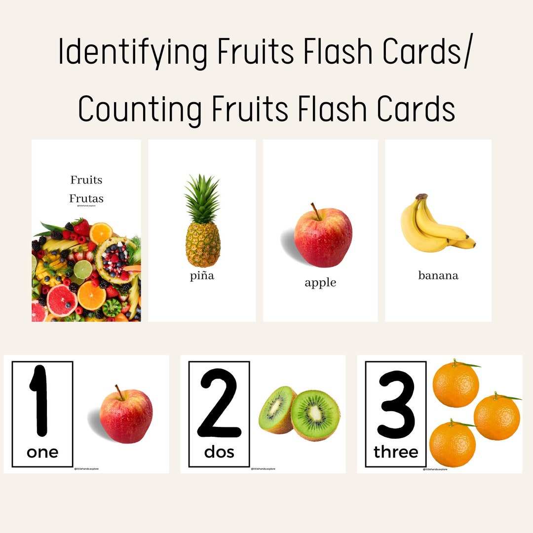 Fruits Flash Cards, Counting Fruits Flash Cards - Etsy