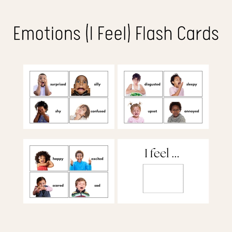 Emotions (I Feel) Flash Cards - Etsy