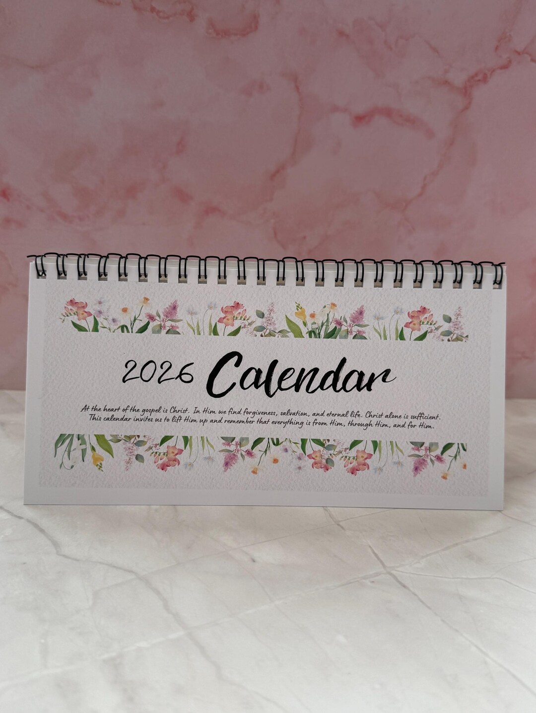 2026 Christian Desk Calendar: Floral Bible Verses (4x8 Inch) | Printed ...