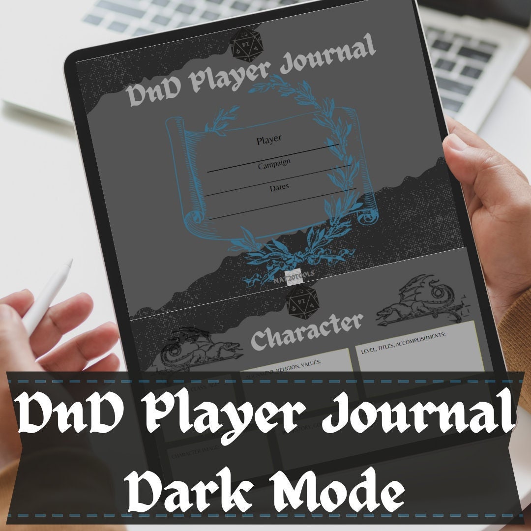 Dnd Player Journal | Dark Mode | Fillable PDF - Etsy