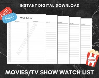 Movies to Watch List Movie Tracker Printable Movie List - Etsy