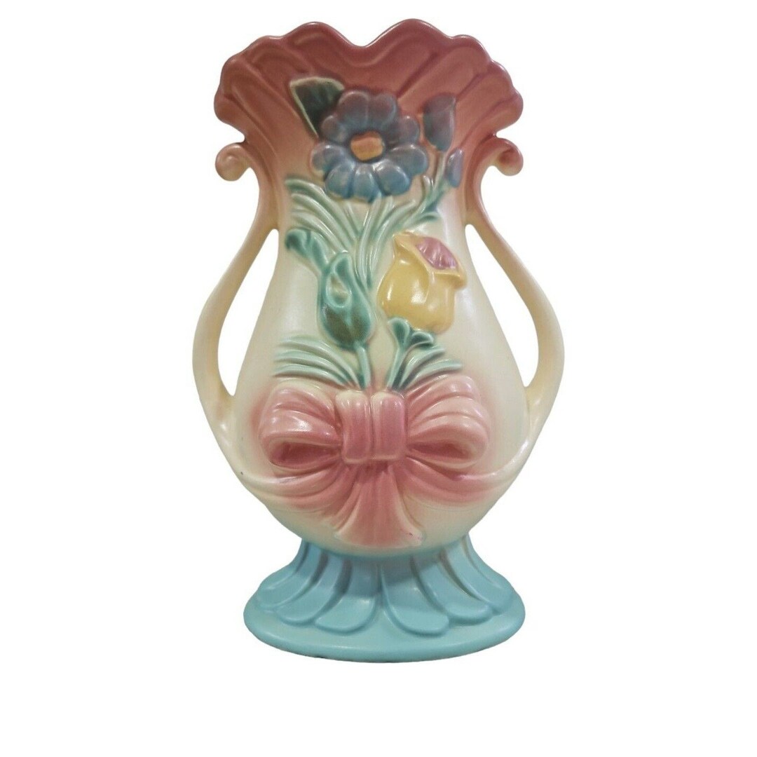 Vintage Original Hull Flower Bouquet Bow-knot B-7 8 1/2 Tall Vase ...