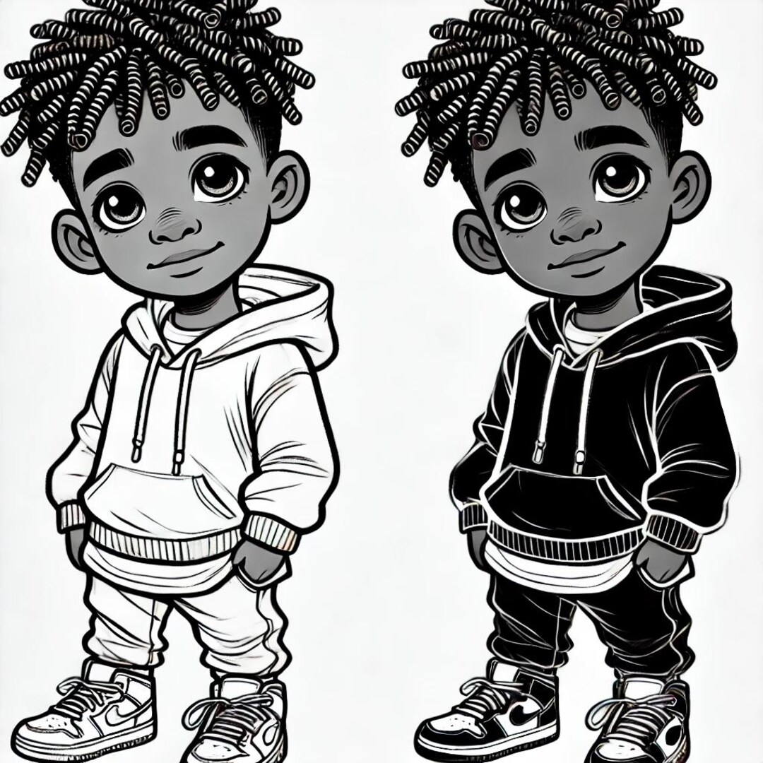 Coloring Book Loc Boy PNG Files Digital Download Line Art Illustrations ...