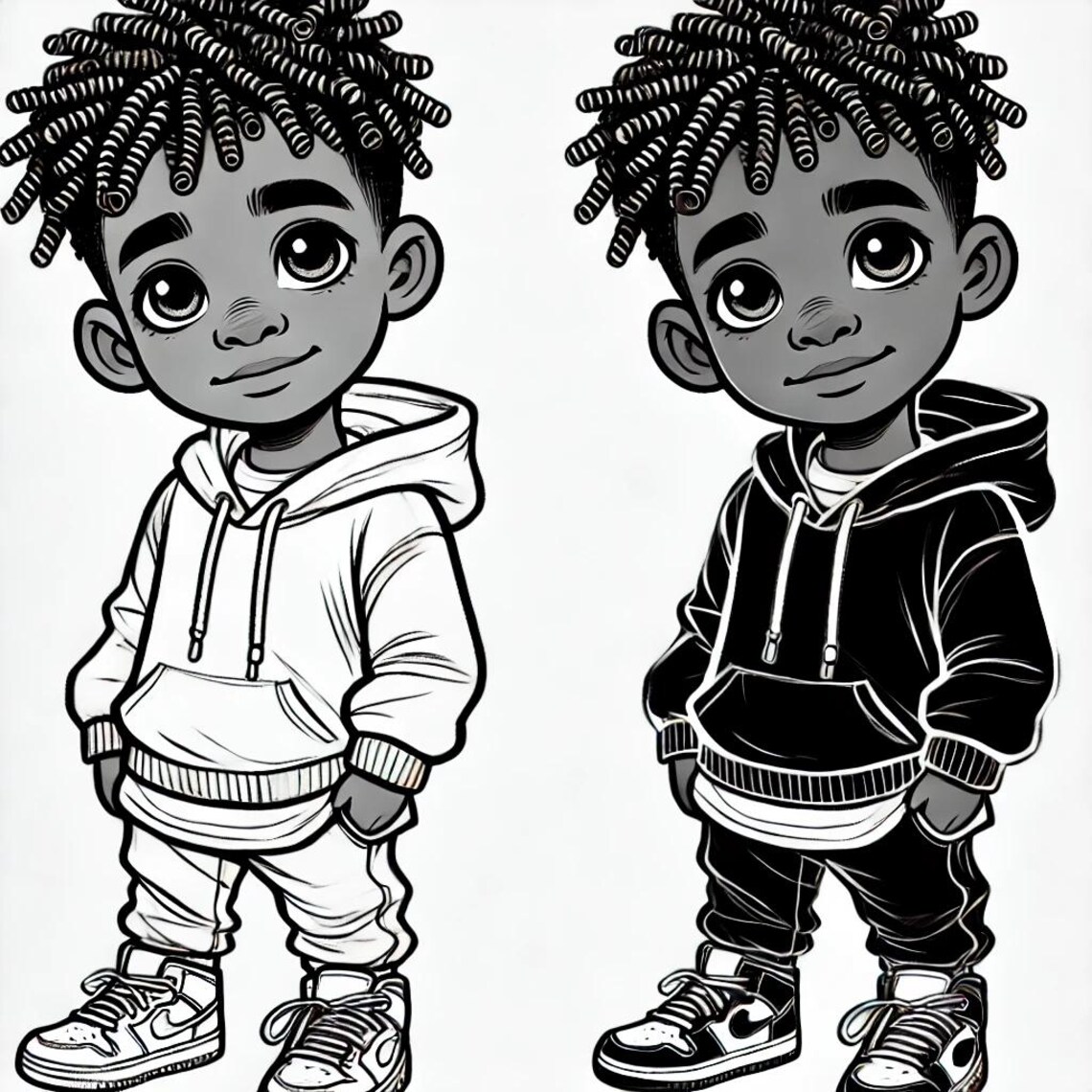 Coloring Book Loc Boy PNG Files Digital Download Line Art Illustrations ...
