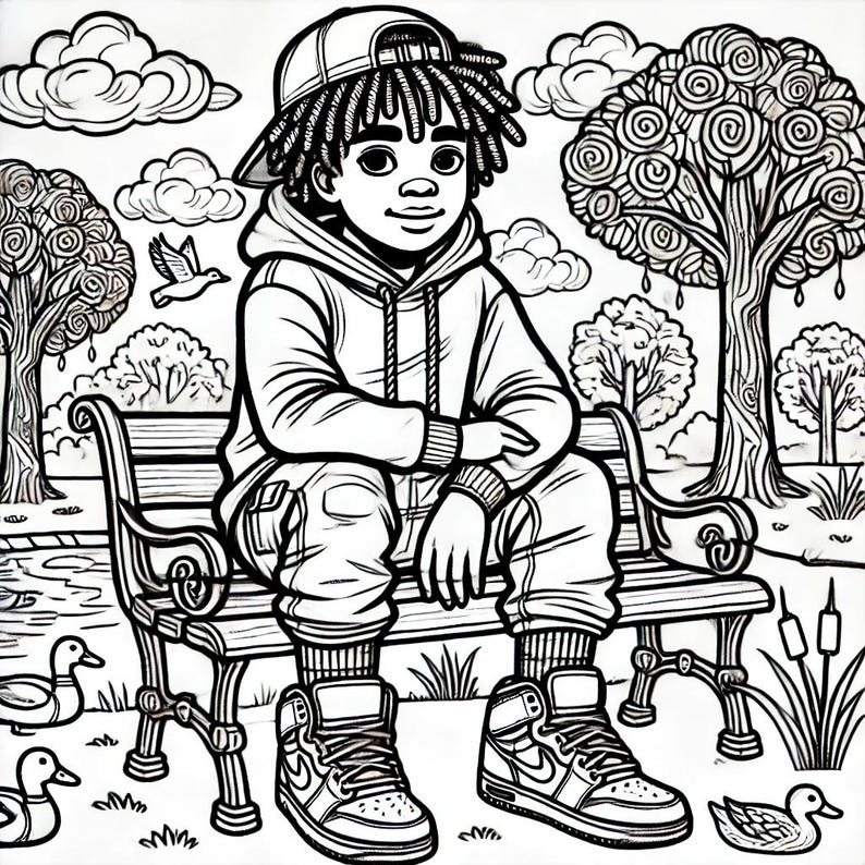 Coloring Book Loc Boy PNG Files Digital Download Line Art Illustrations ...