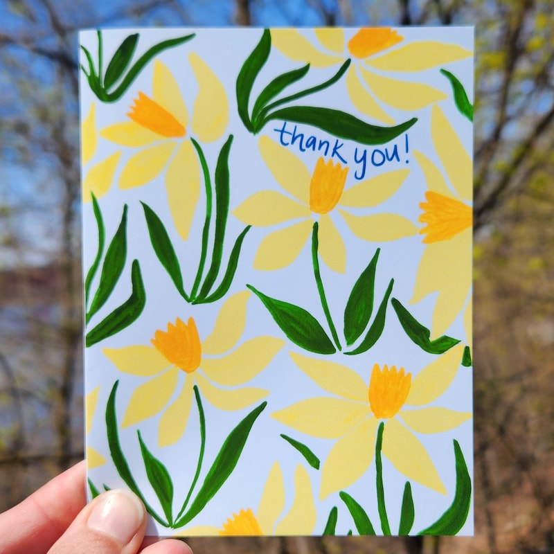 Daffodil Cards Thank You - Etsy