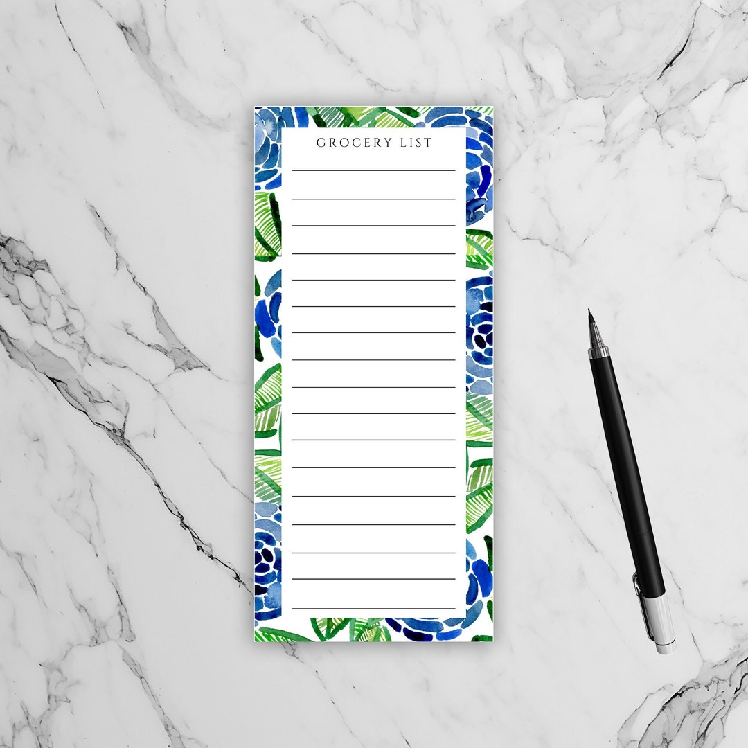 Grocery List Notepad With Botanical Illustration Store Shopping List ...