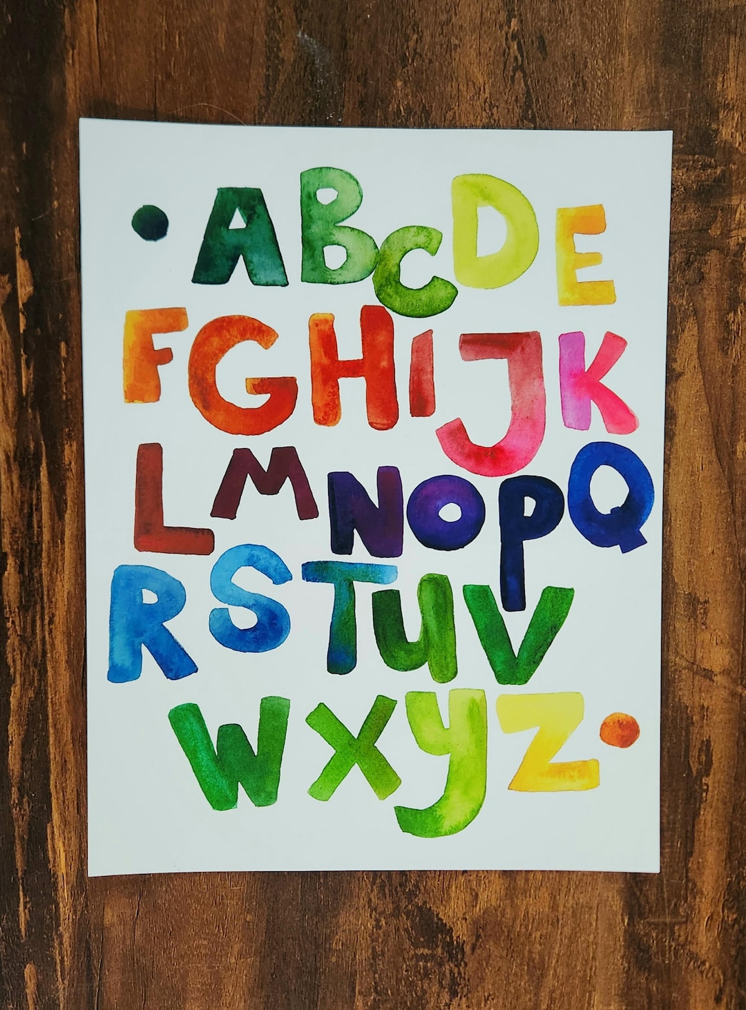 Artistic Rainbow Watercolor Alphabet Art Print, Educational Art Print ...