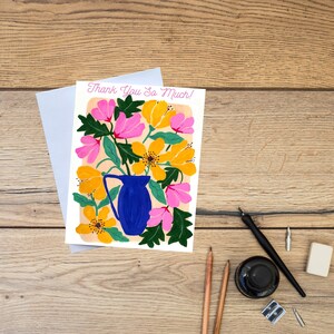 Tropical Thank You Card, Tropical Flower Thank You Note, Bright Floral ...