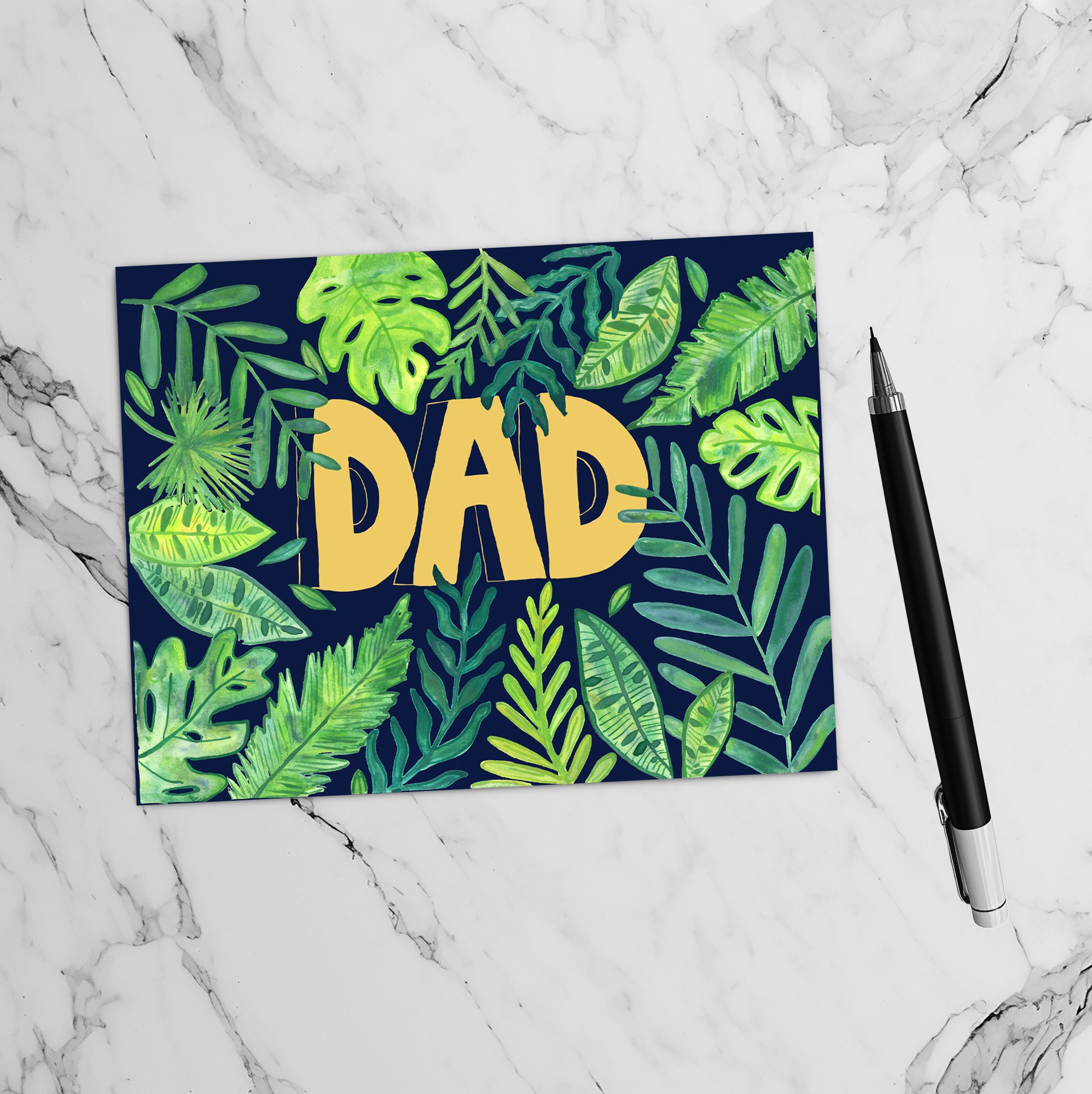 Tropical Father's Day Handmade, Fathers Day Card for Dad, Hand Painted ...