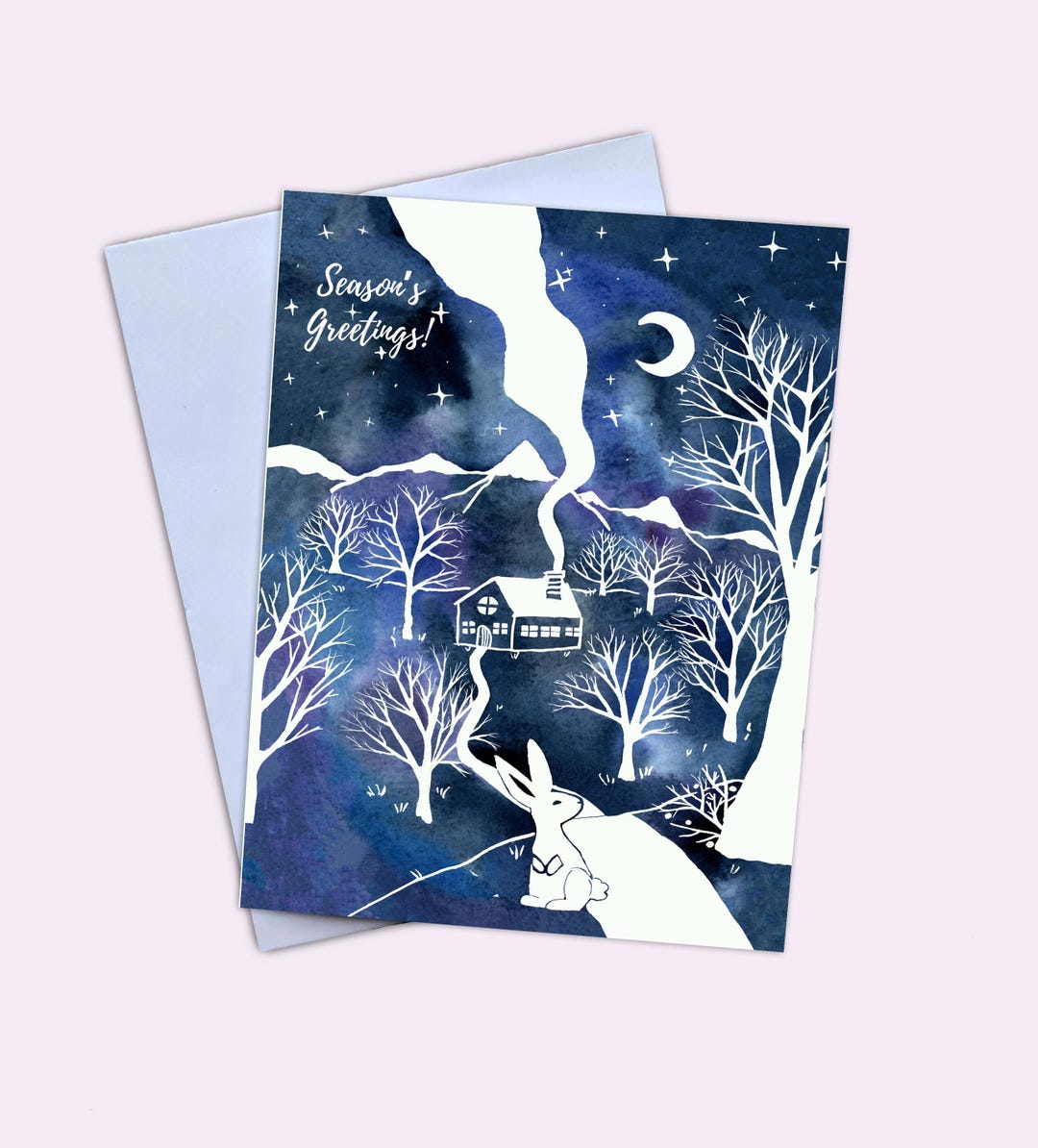 Seasons Greetings Christmas Card, Seasons Greetings Holiday Cards, Blue ...