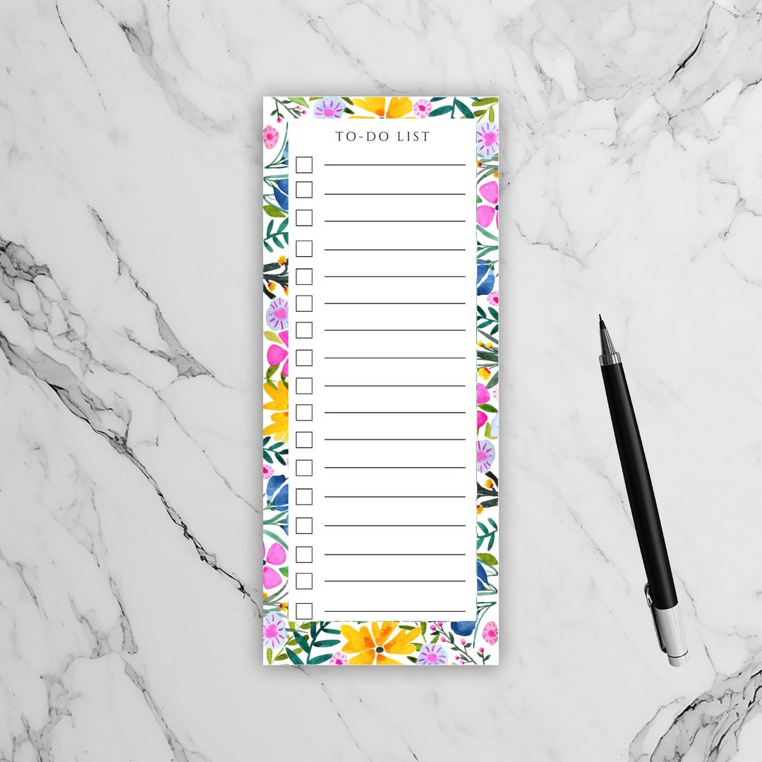 To Do List Notepad With Wildflower Illustration paper Notepad, to Do ...