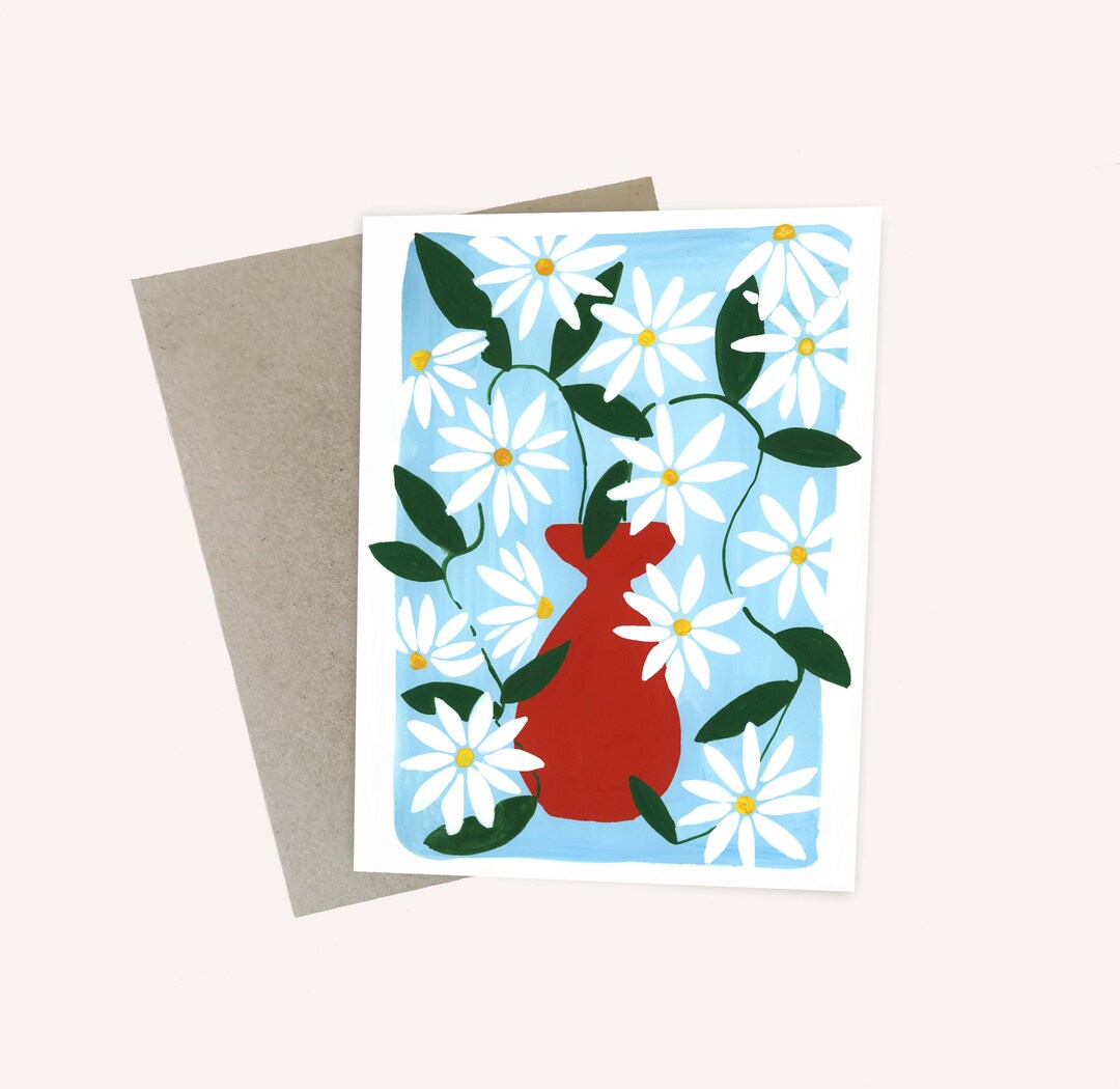 Daisy Note Card With Envelope, Any Occasion Greeting Card, Flowers in ...