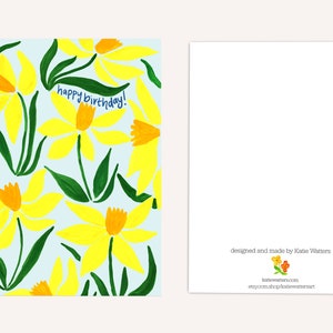 Daffodil Birthday Card Colorful Bday Card, Daffodil Greeting Card ...
