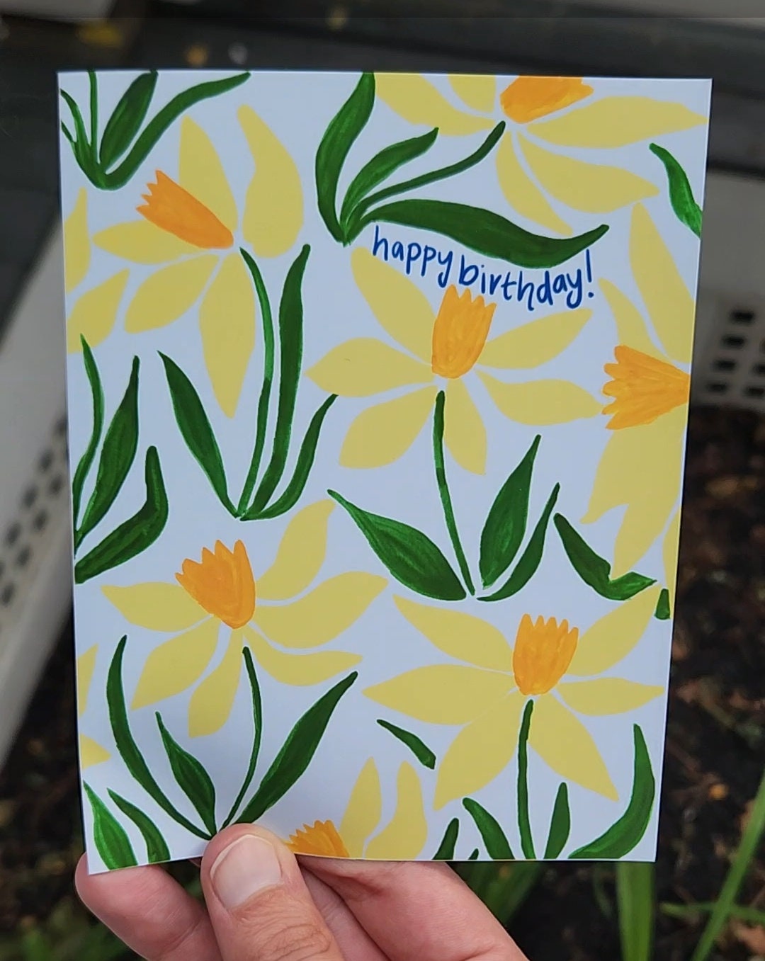 Daffodil Birthday Card Colorful Bday Card, Daffodil Greeting Card ...