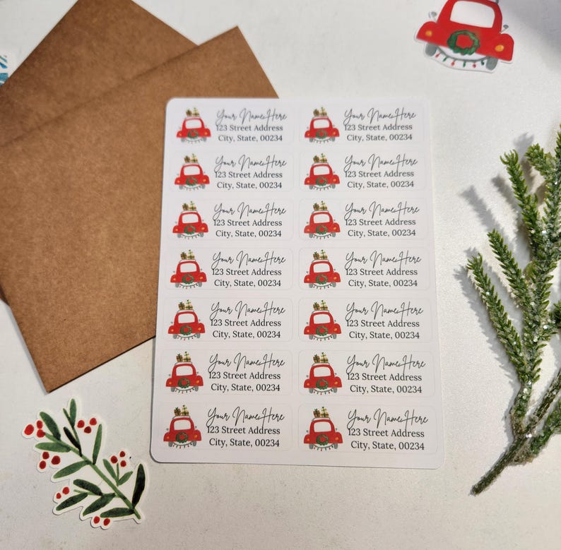 Christmas Return Address Labels: Winter Holly Design, Waterproof ...