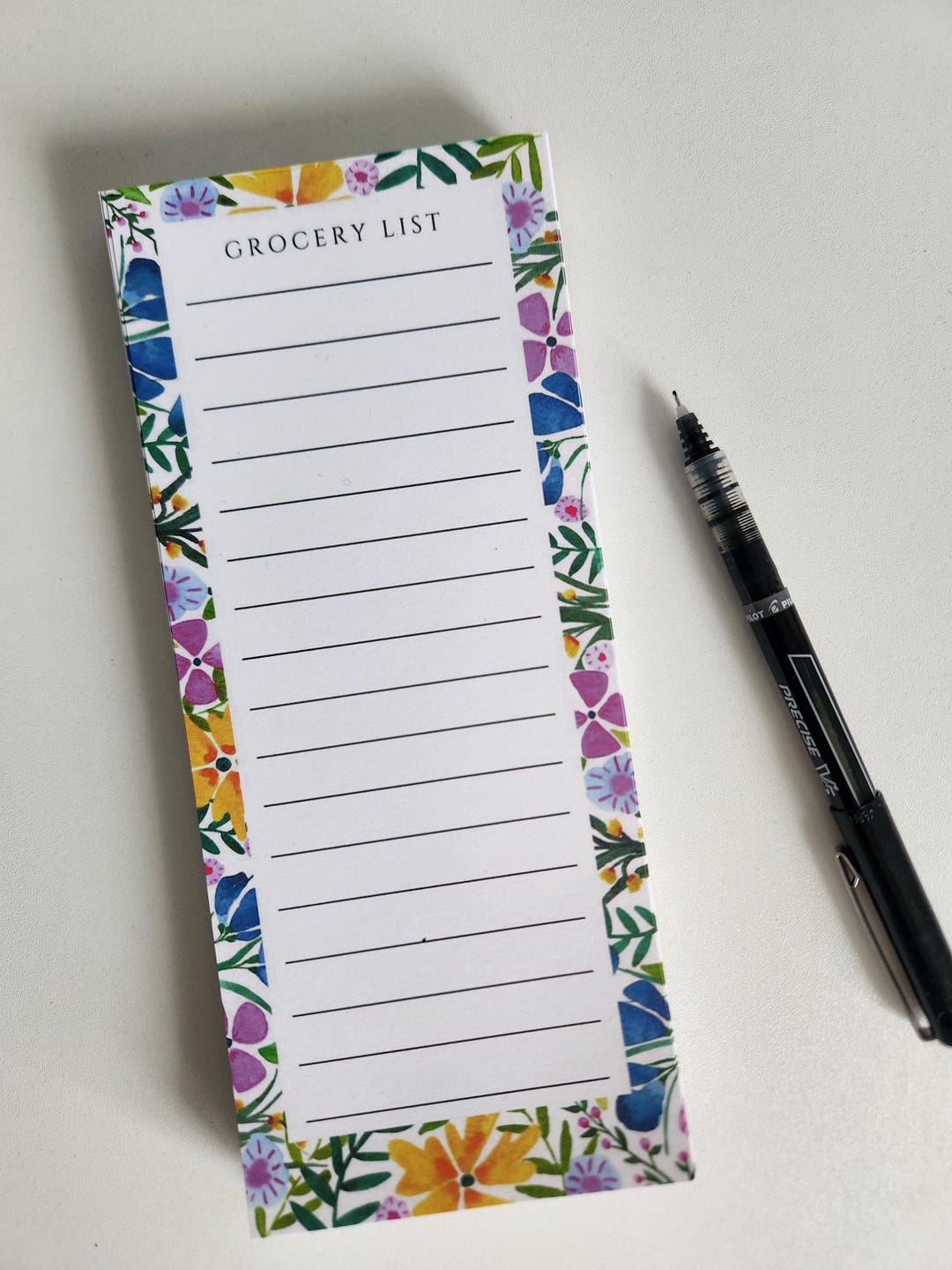 Floral Grocery List Notepad, Flower Border Grocery List, Grocery ...