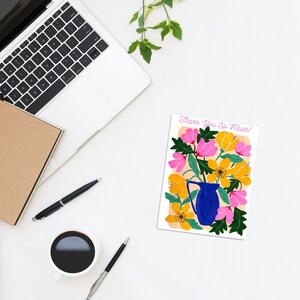 Tropical Thank You Card, Tropical Flower Thank You Note, Bright Floral ...