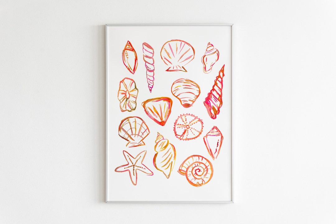 Sea Shell Art Print, Seashell Art Print, Watercolor Seashell Wall Art ...