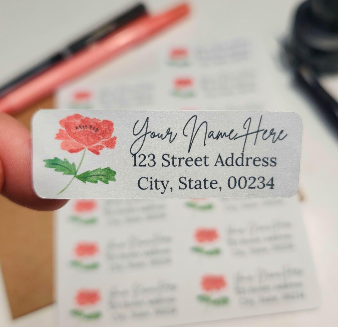 Floral Return Address Labels: Custom Pink Flower Stickers - Etsy