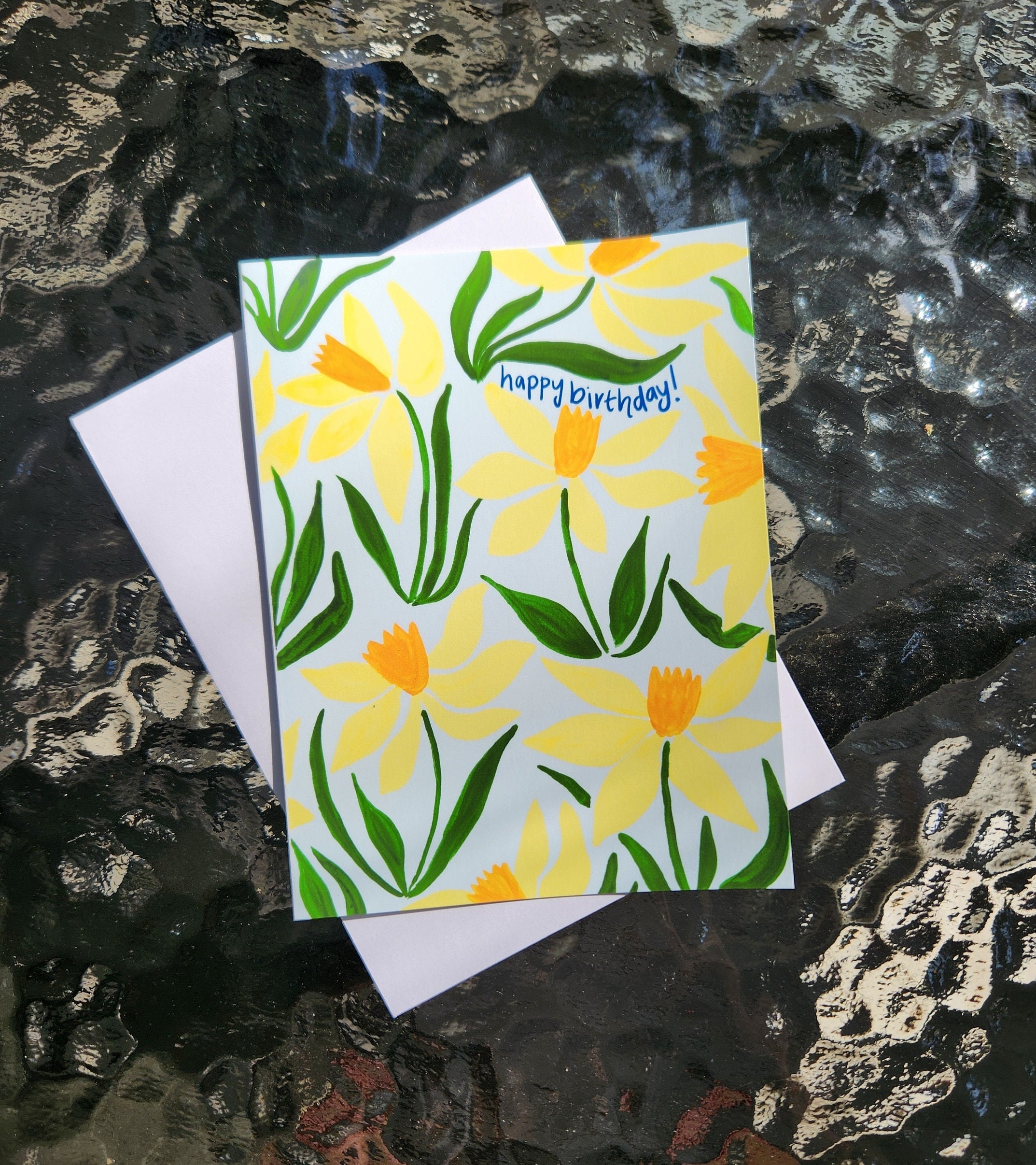 Daffodil Birthday Card Colorful Bday Card, Daffodil Greeting Card ...