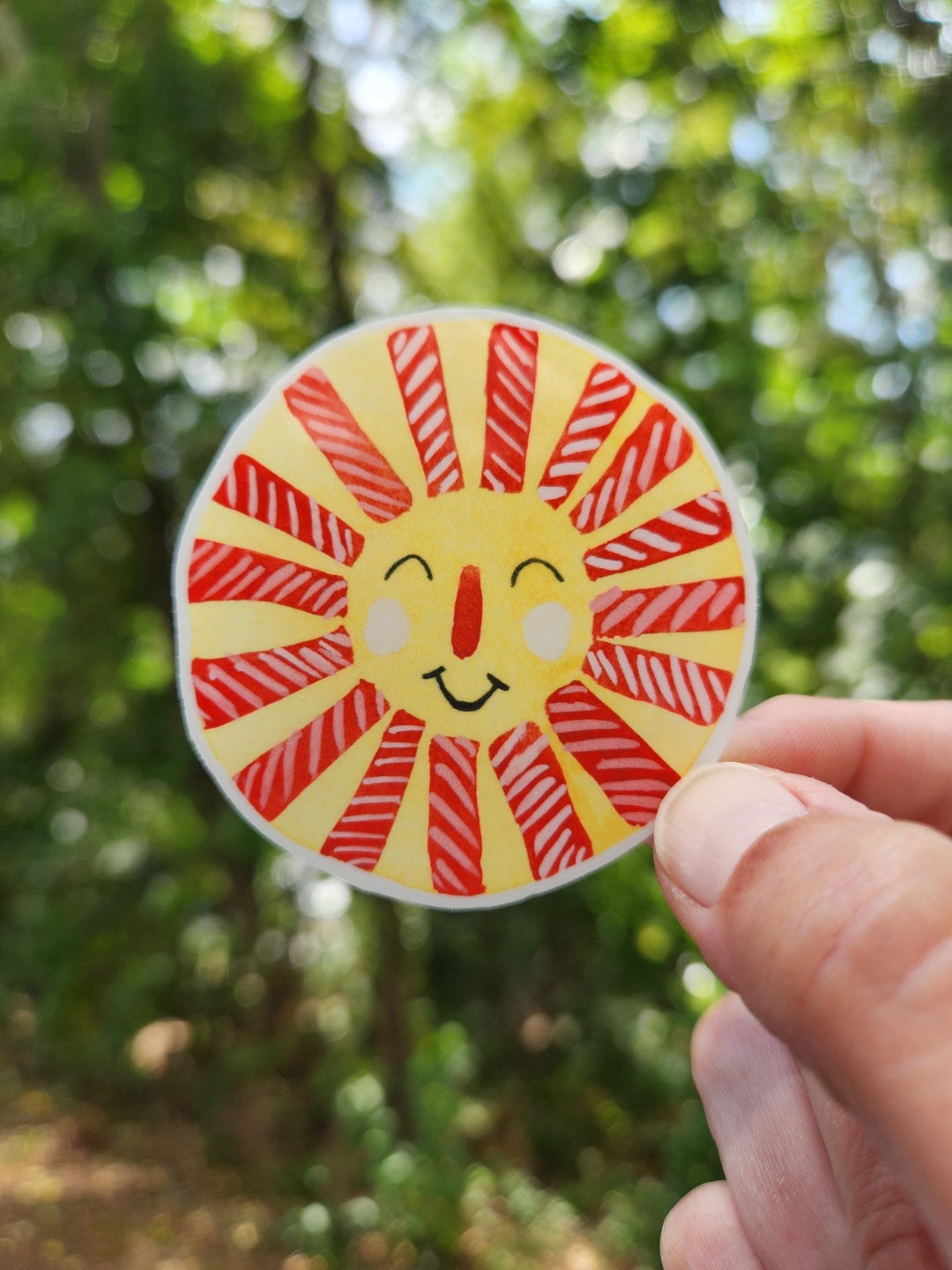 Watercolor Smiling Sun Sticker: Kawaii Vinyl Laptop Decal (2x2 Inches ...