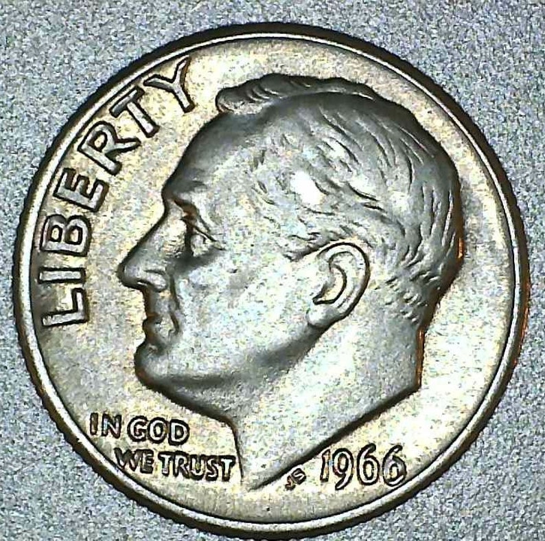 1966 Nm Roosevelt Dime Errors on Obverse and Reverse Machine Doubling ...