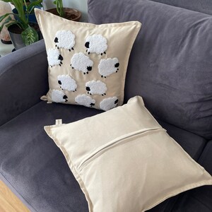 Handmade Sheep Punch Needle Pillow, Tuft Pillow, Dorm Room Decor ...