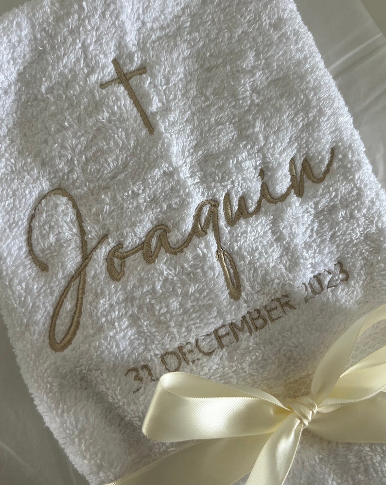 Personalized Embroidered Hand Towel | Baptism, Christening Gift - Etsy