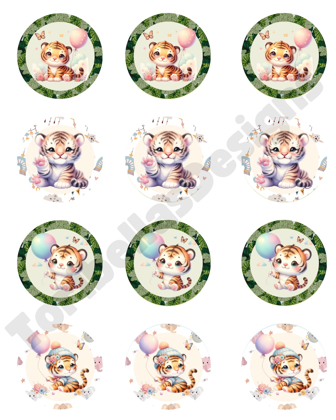 Cute Baby Tiger for Baby Shower Lil Tiger Birthday Cupcakes or Cookies ...