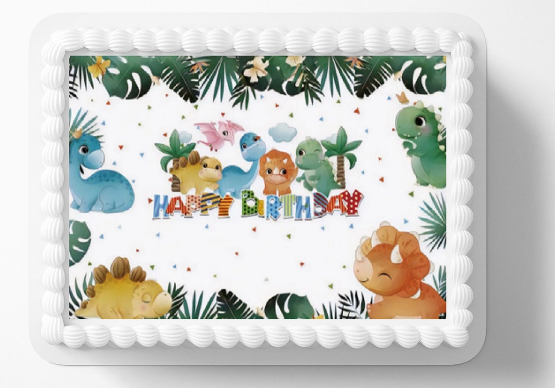 Dinosaur Dino Edible Image Prehistoric Themed Birthday Party Cake ...