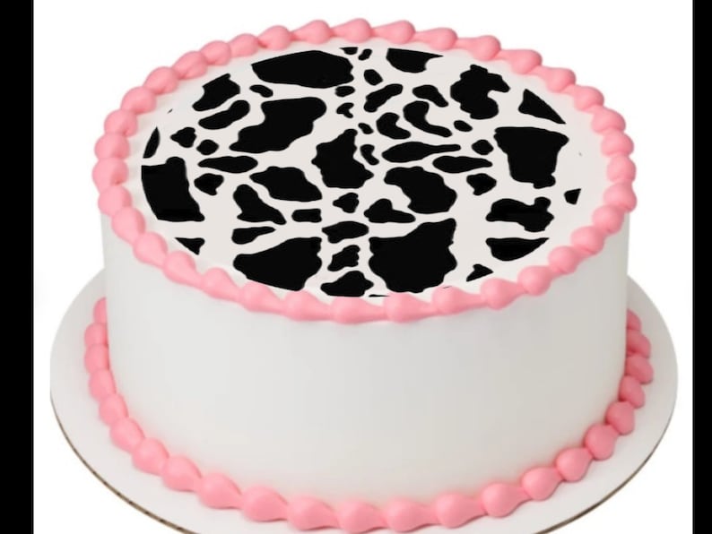 Cow Print Black & White Image Edible Cake Topper Frosting Sheets Icing ...