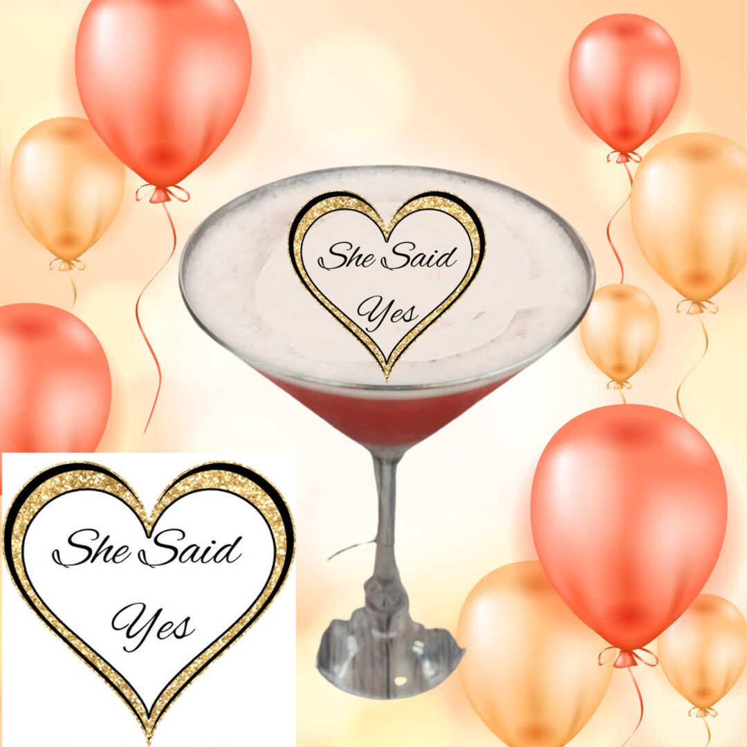 She Said Yes Design Engagement Party Edible Drink Cocktail Toppers Any ...