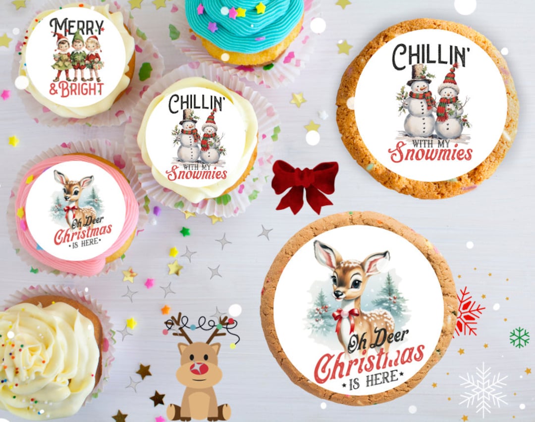 Christmas Fun Edible Precut Cookie or Cupcake Toppers Edible Image ...