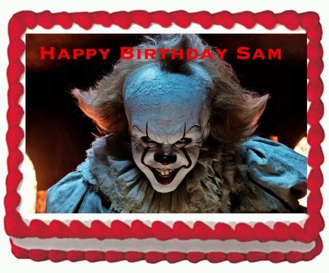 Personalized Scary Clown Image Edible Cake Topper Frosting Sheets Icing ...